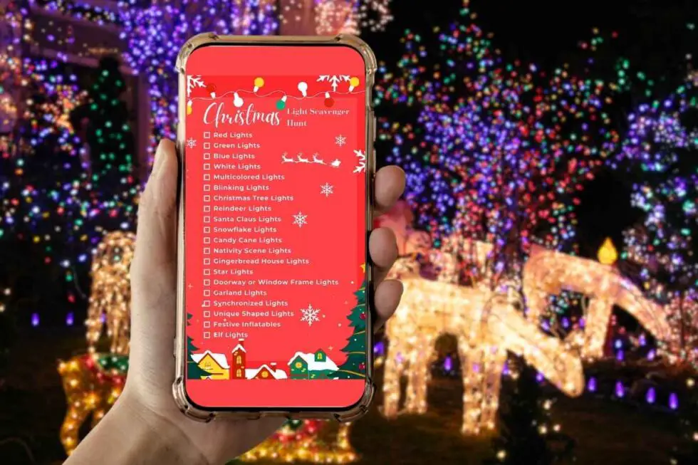 Christmas Lights Scavenger Hunt (Free Printable List) | Easy Kids Parties